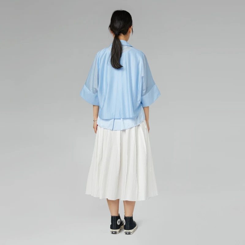 WRINKLED EFFECT SKIRT WITH WALLET CLOSURE